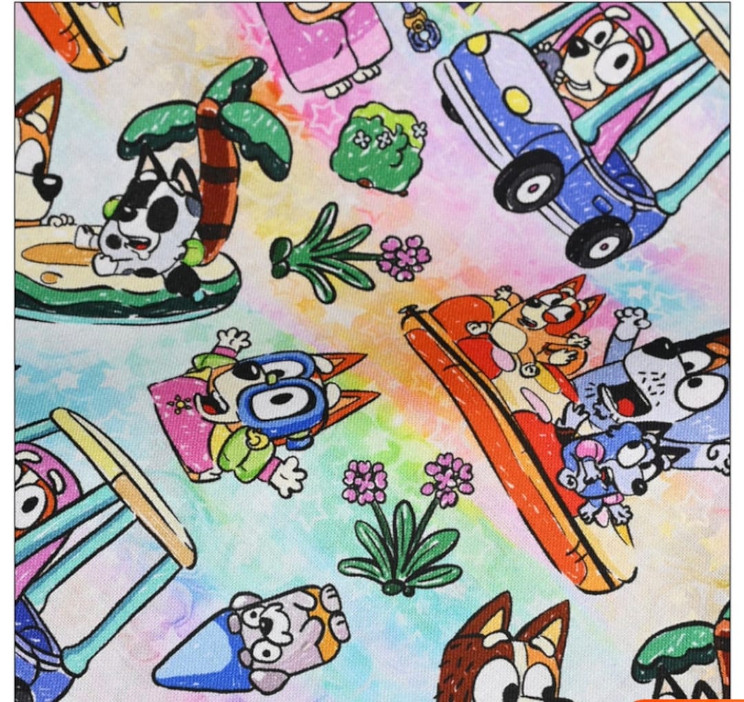Cute Cartoon Bluey Cotton, Diy Sewing Fabric by Half Yard - Etsy