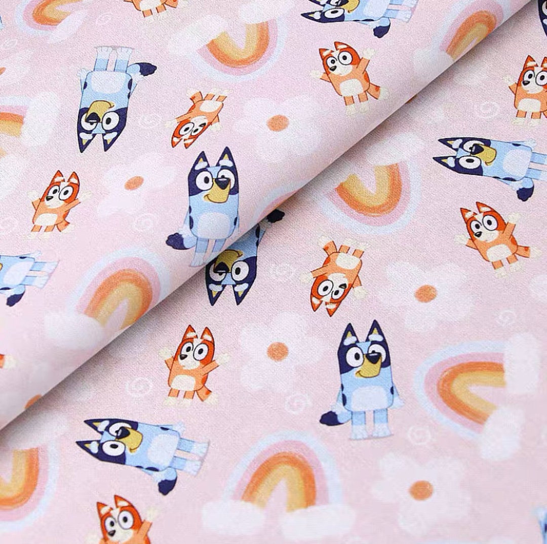 Cute Cartoon Bluey Cotton, Diy Sewing Fabric by Half Yard - Etsy