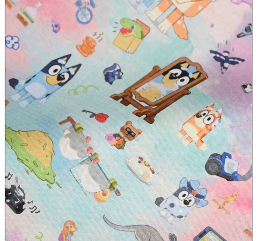 Cute Cartoon Bluey Cotton, Diy Sewing Fabric by Half Yard - Etsy