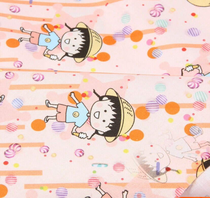 Cute Cartoon Chibi Maruko Cotton, Diy Sewing Fabric by Half Yard - Etsy