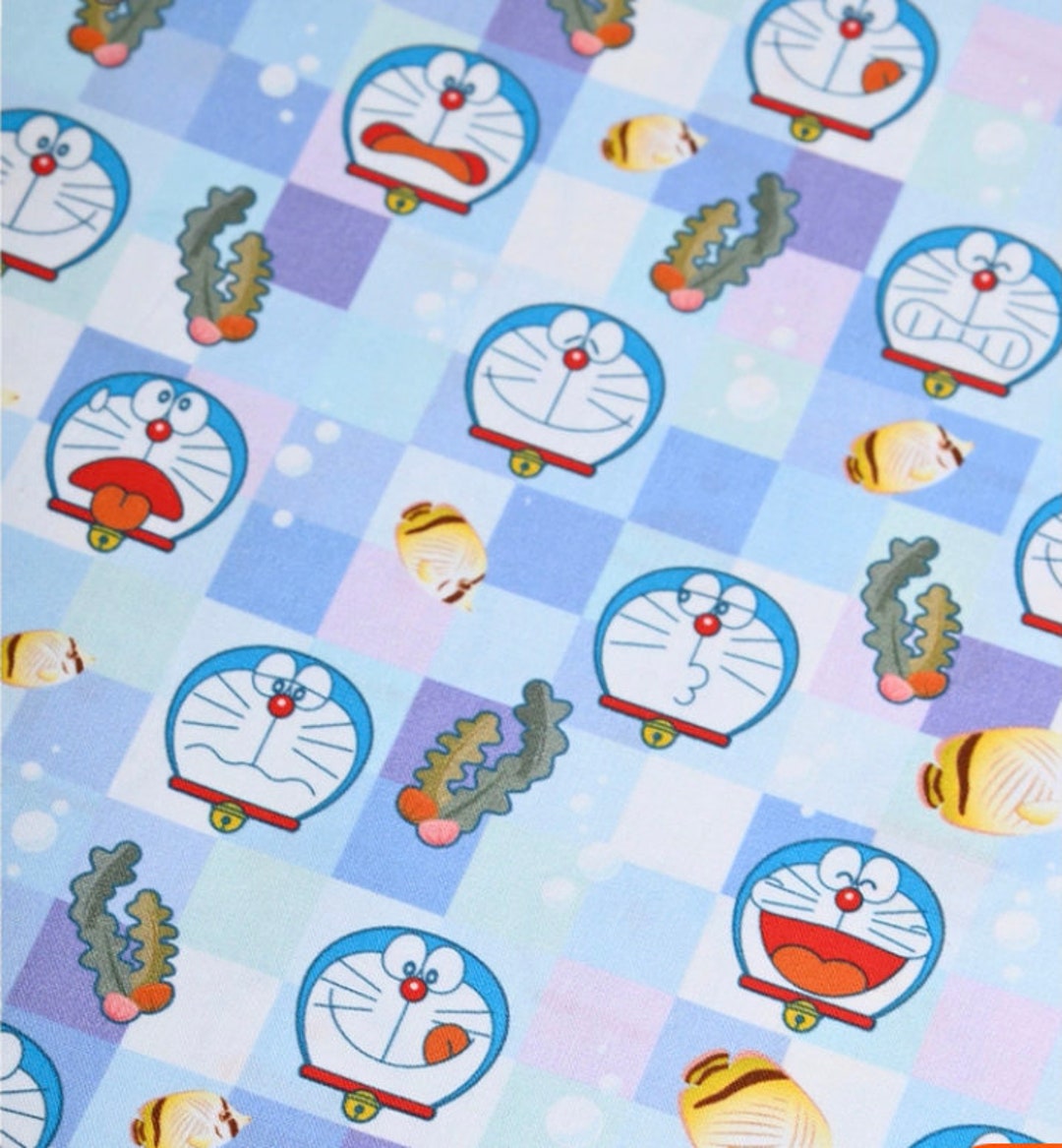 Cute Cartoon Doraemon Cotton, Diy Sewing Fabric by Half Yard - Etsy