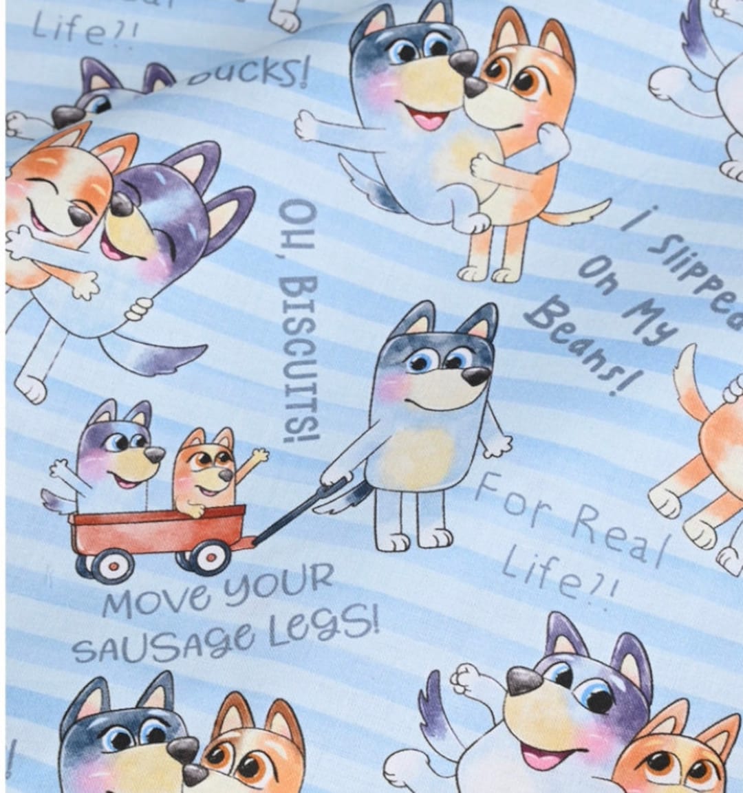 Cute Cartoon Bluey and Bingo Cotton, Diy Sewing Fabric by Half Yard - Etsy