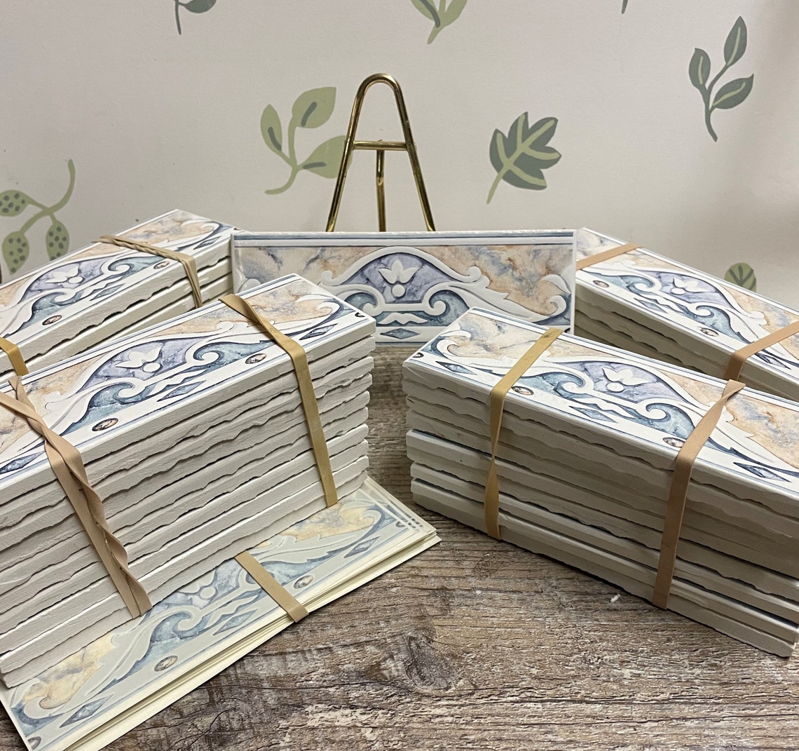 CERAMIC WATERSLIDE DECALS 2x6 blue/bge. Raised Texture Gothic Print - Etsy