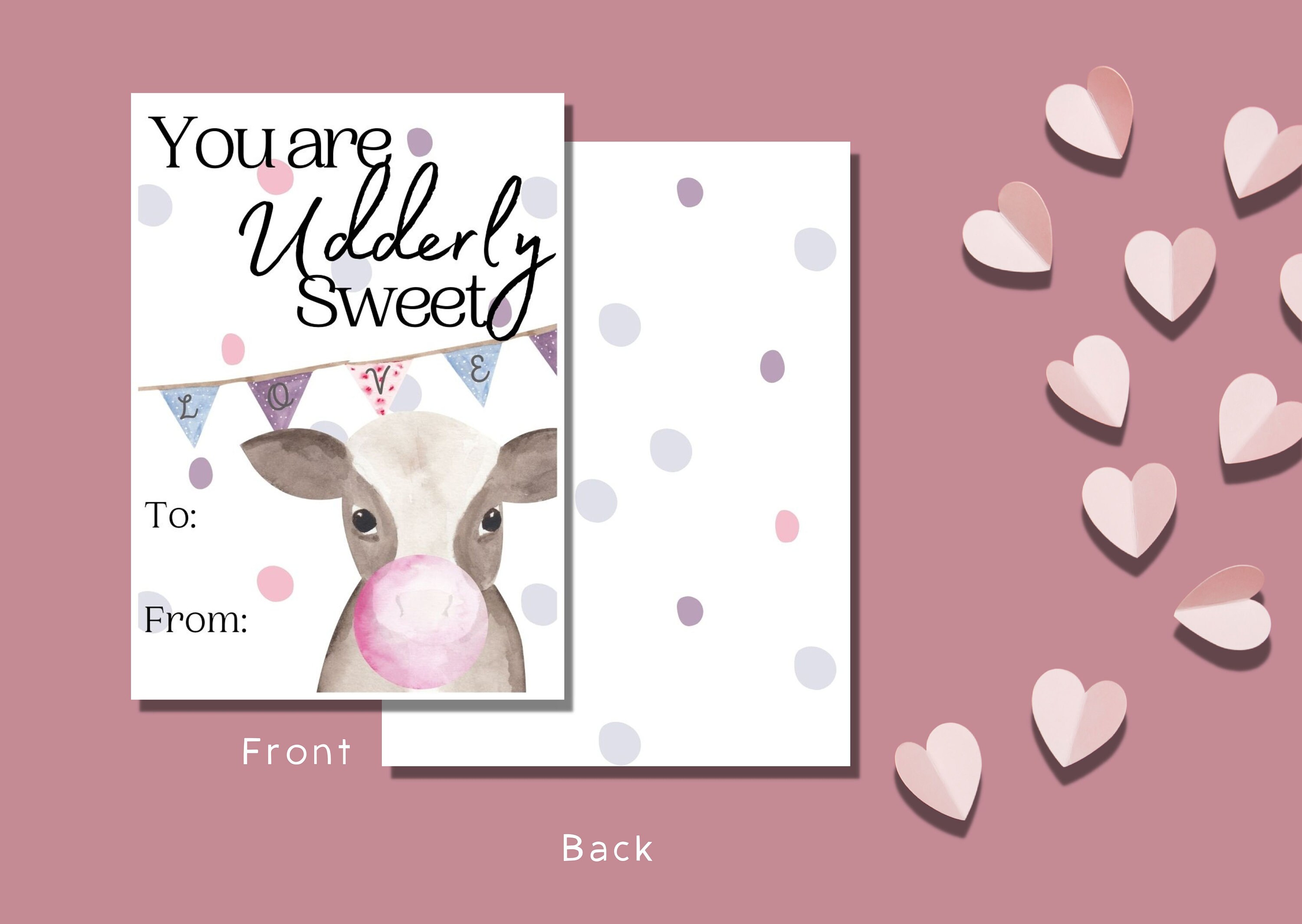 Cow Valentines Cards| Kids Valentines Cards for School| Farm Valentines ...