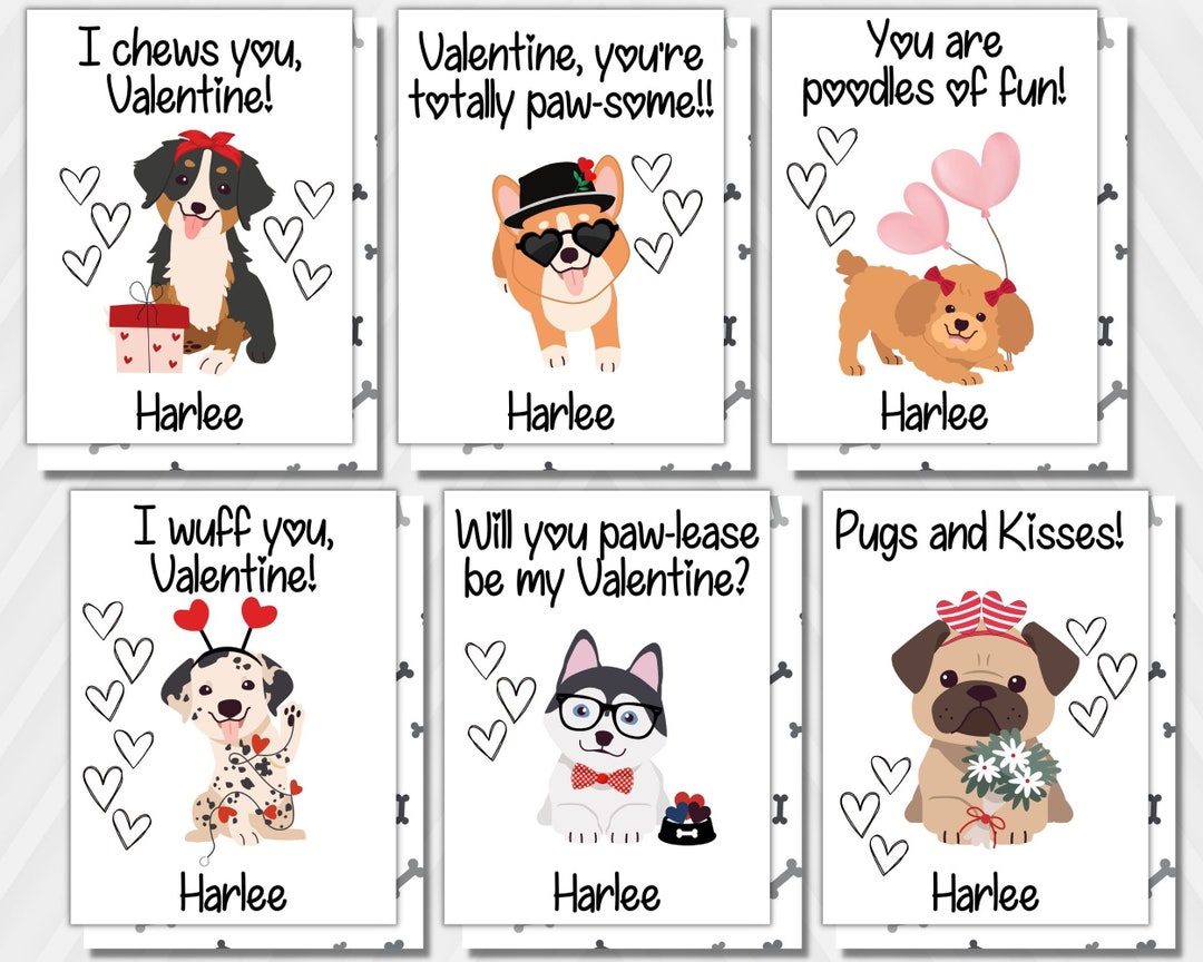 Dog Valentines Day Cards| Kids Valentines Cards for School| Classroom ...