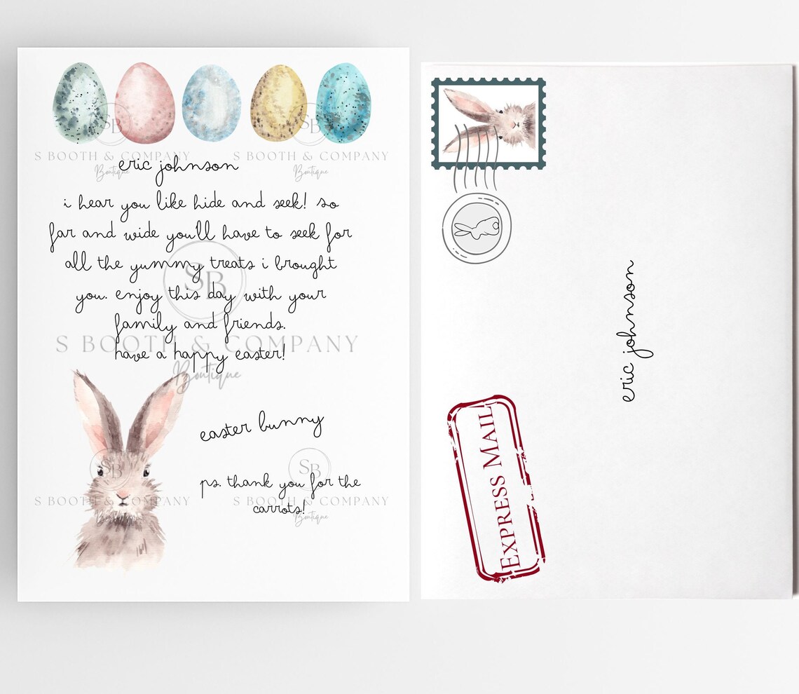 Notes From the Easter Bunny| Personalized Individual Letter| Written ...