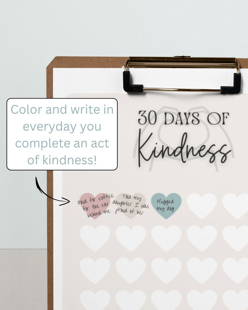 30 Day of Kindness Habit Tracker Sheets 30-day Challenge 30 Day Habit ...
