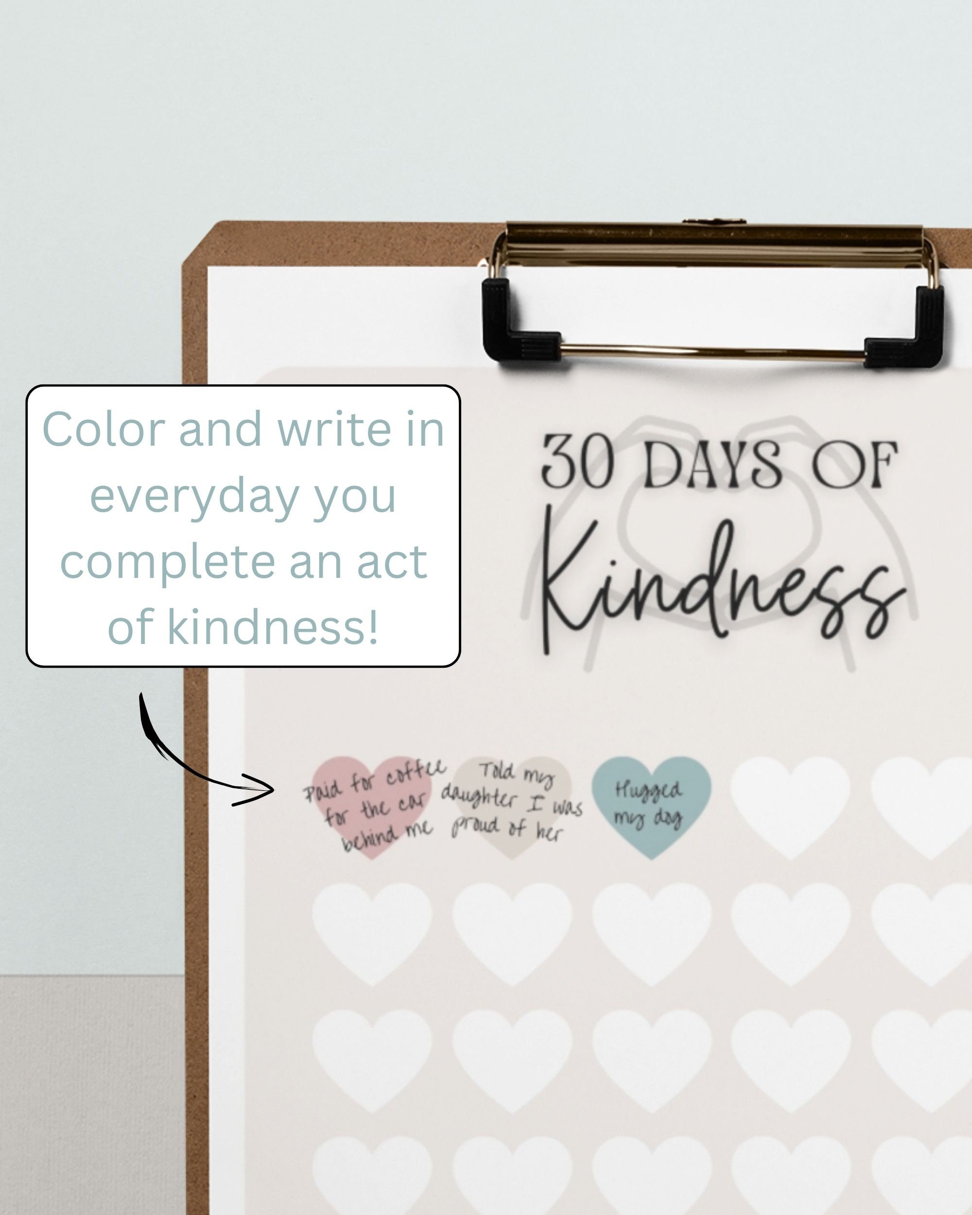 30 Day of Kindness Habit Tracker Sheets 30-day Challenge 30 Day Habit ...