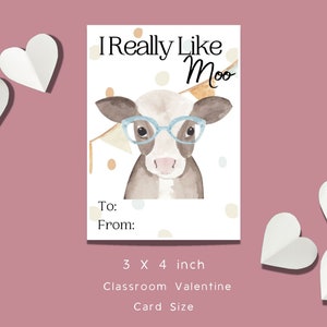 Cow Valentines Cards| Kids Valentines Cards for School| Farm Valentines ...