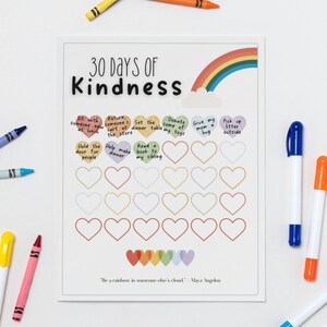 30 Day of Kindness| Goal Tracker for Kids| Habit Tracker Sheets| 30-day ...