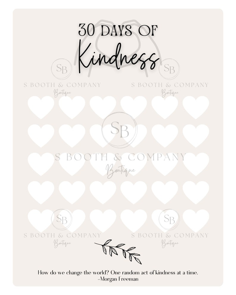 30 Day of Kindness Habit Tracker Sheets 30-day Challenge 30 Day Habit ...