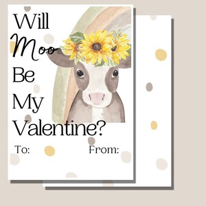 Cow Valentines Cards| Kids Valentines Cards for School| Farm Valentines ...