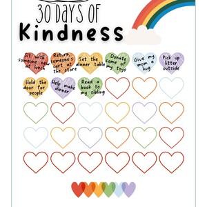 30 Day of Kindness| Goal Tracker for Kids| Habit Tracker Sheets| 30-day ...