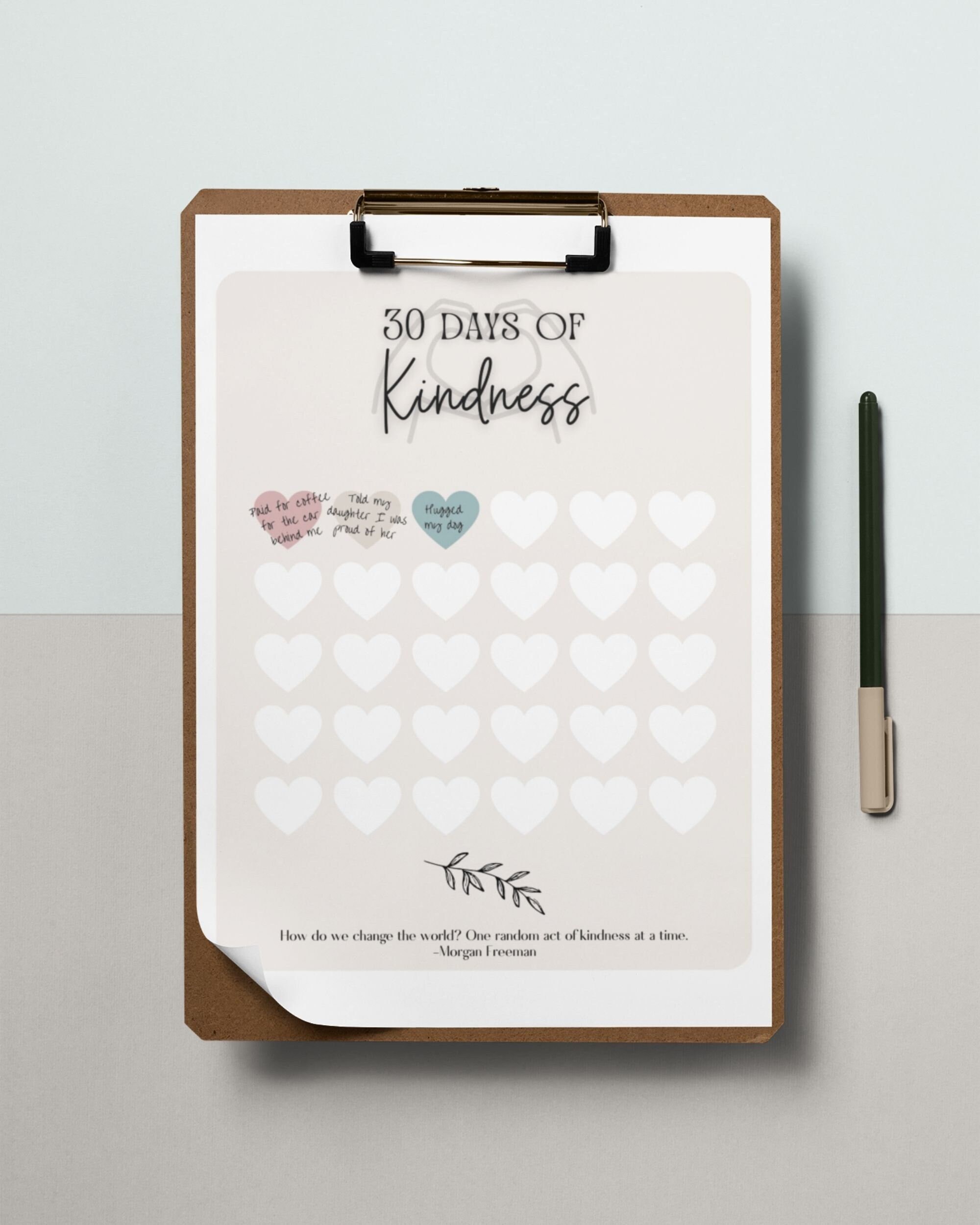 30 Day of Kindness Habit Tracker Sheets 30-day Challenge 30 Day Habit ...