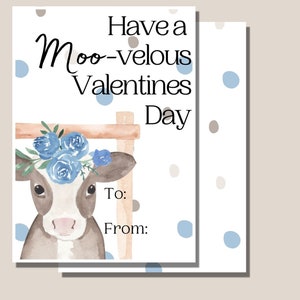 Cow Valentines Cards| Kids Valentines Cards for School| Farm Valentines ...