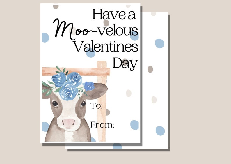 Cow Valentines Cards| Kids Valentines Cards for School| Farm Valentines ...