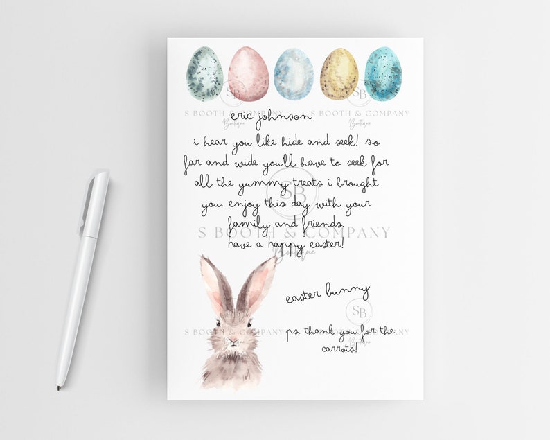 Notes From the Easter Bunny| Personalized Individual Letter| Written ...