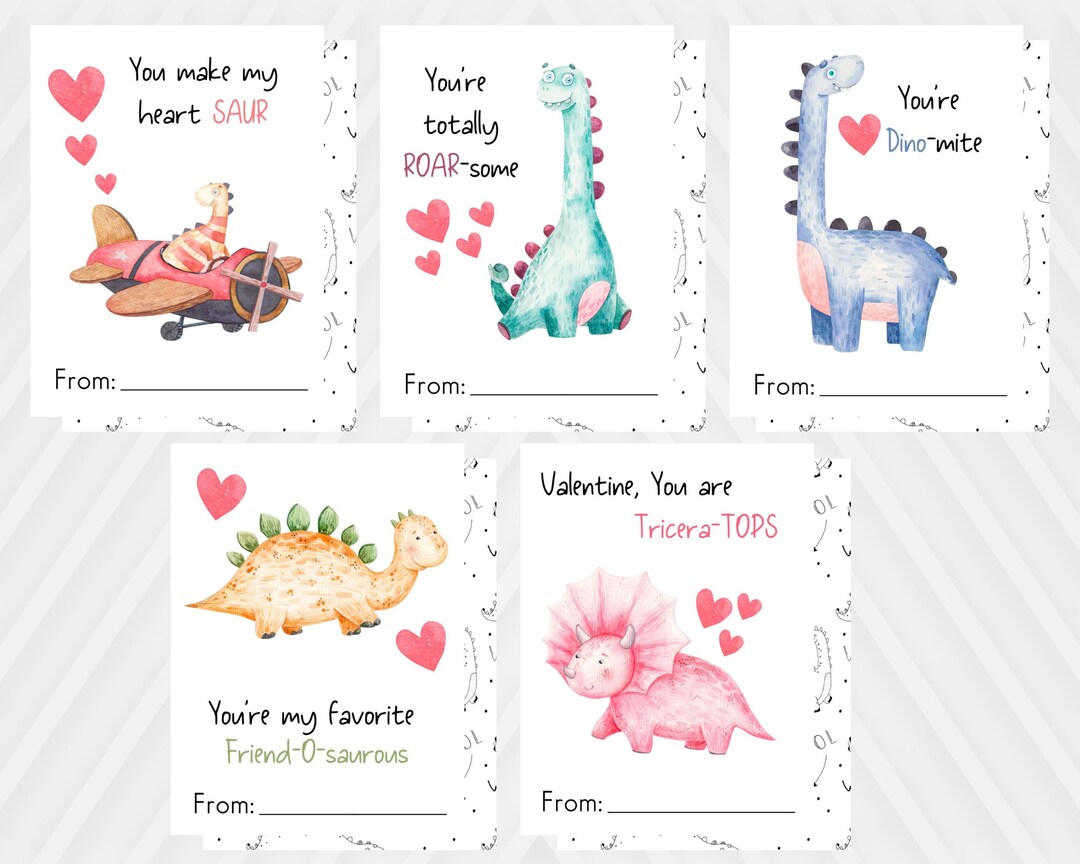 Dinosaur Valentine Card| Kids Valentines Cards for School| Kids ...
