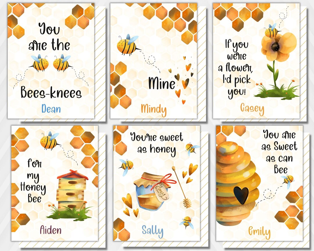 Bee Valentine Card Kids Valentines Cards for School Classroom ...