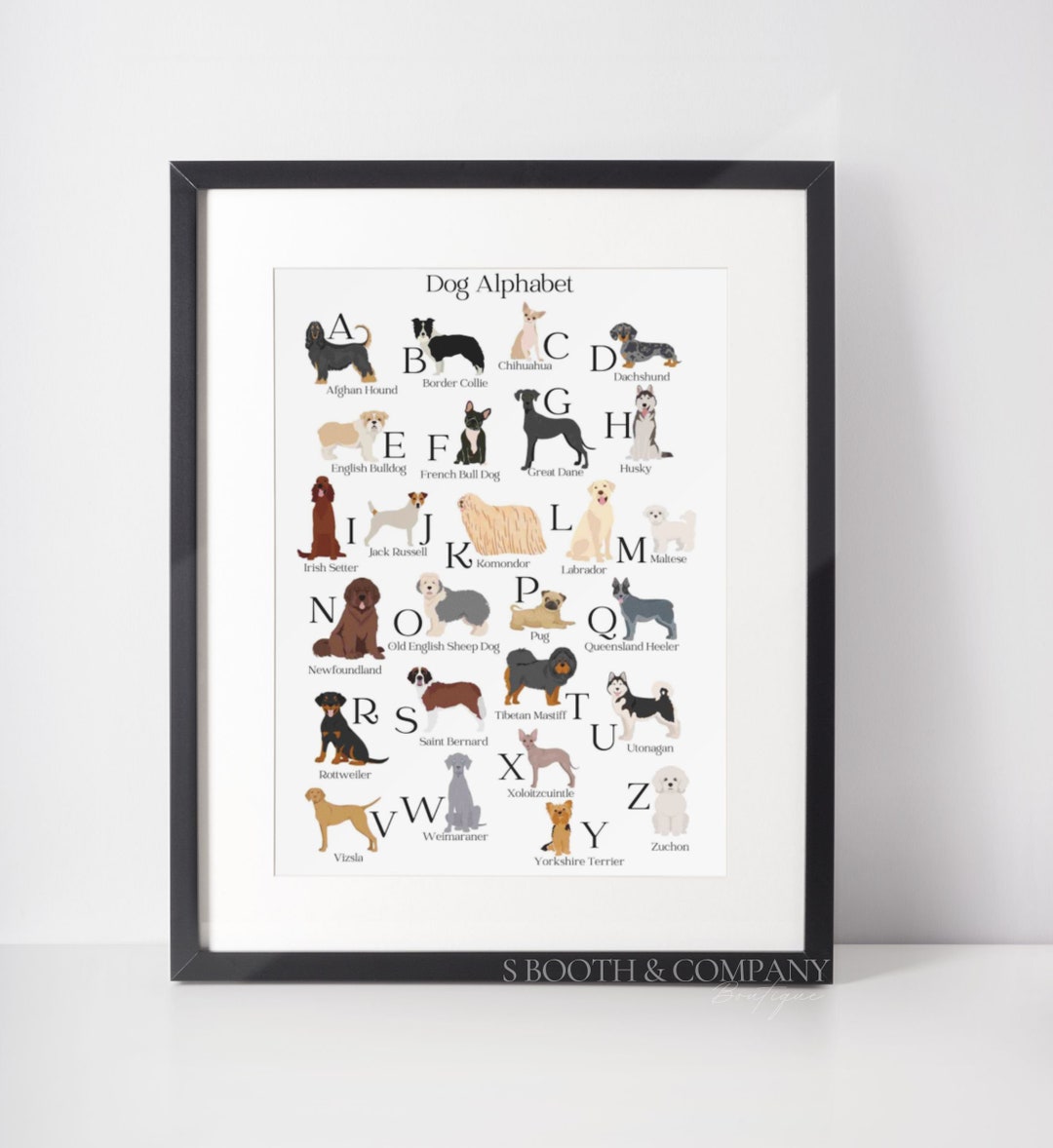 Dog Alphabet Poster| Dog Wall Art| Dog Breeds Poster| Dog Alphabet ...