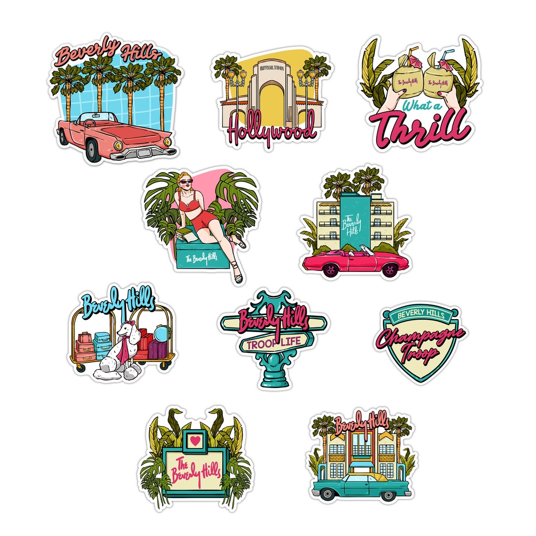 Beverly Hills Sticker Pack Raised Spot UV Textured Waterproof Stickers ...