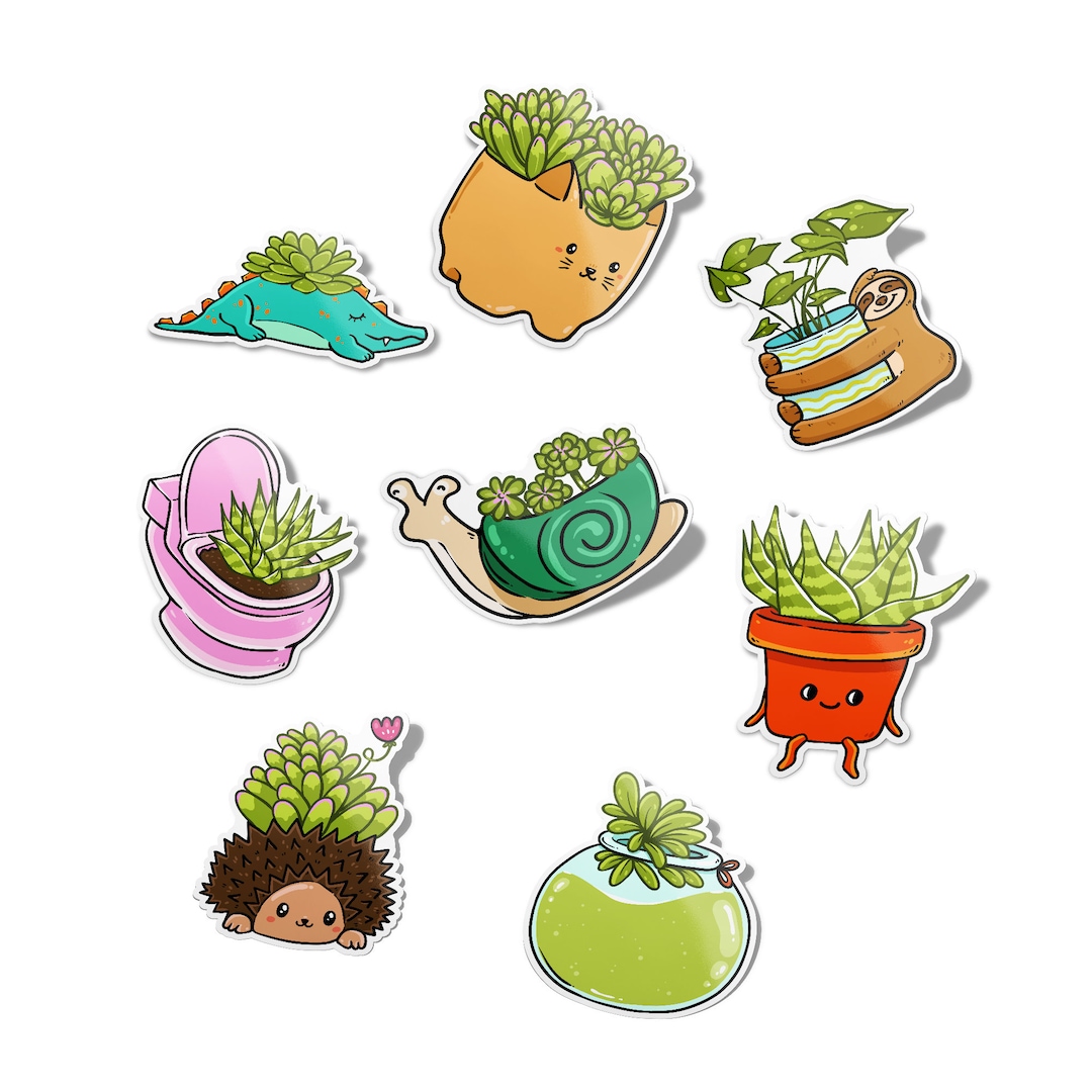 Cute Plants Sticker Pack Raised Spot UV Textured Waterproof Stickers - Etsy