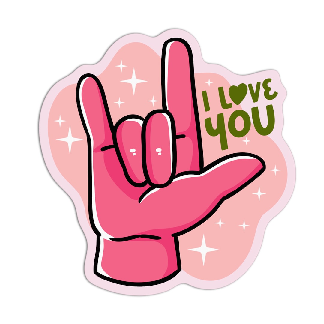 I Love You ASL American Sign Language Raised Spot UV Textured Vinyl ...