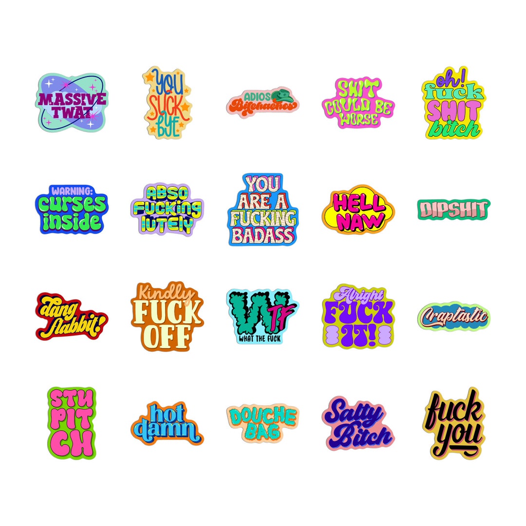 Curse Words Sticker Pack Raised Spot UV Textured Waterproof Stickers - Etsy