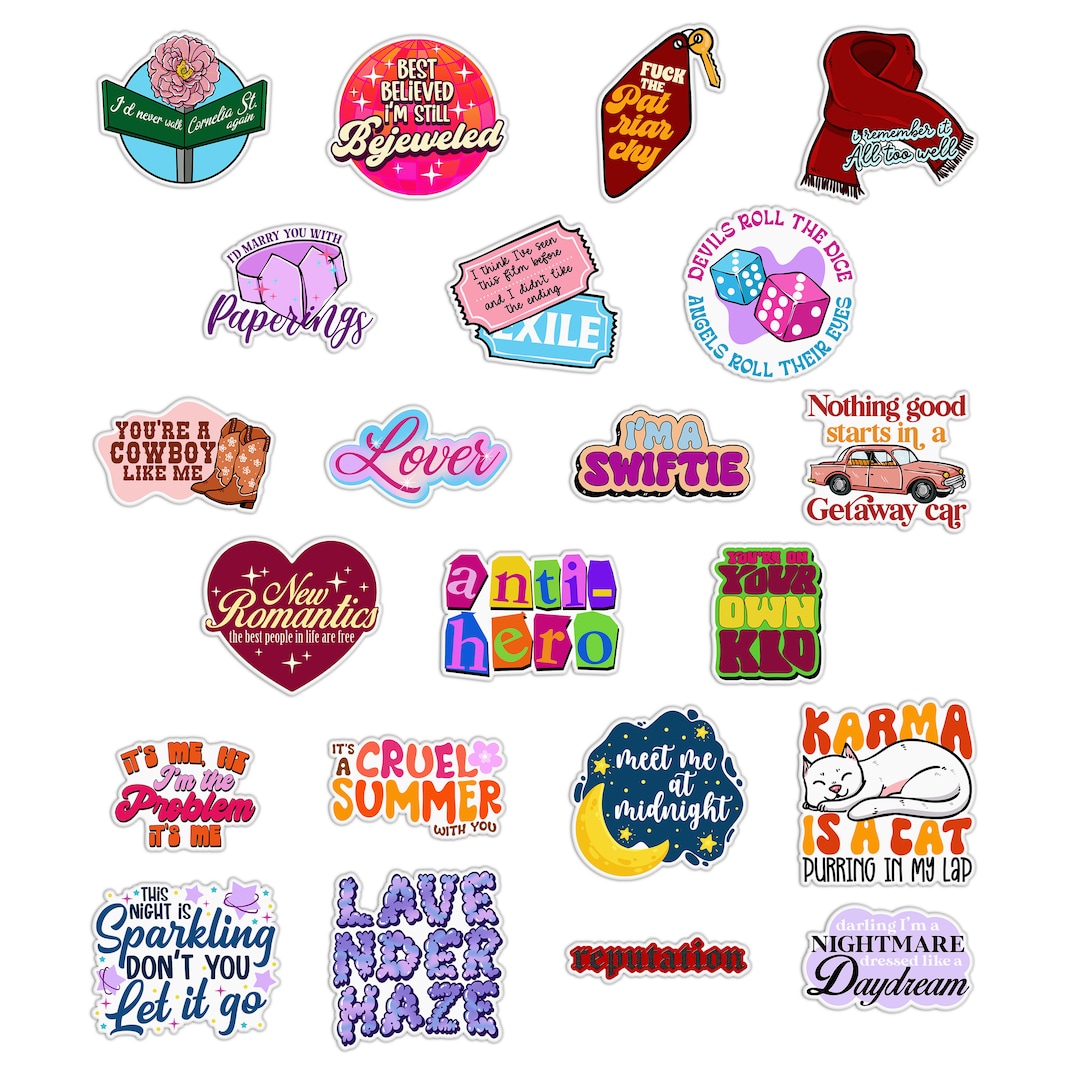 Taylor Swift Song Lyrics Sticker Pack Raised Spot UV Textured ...