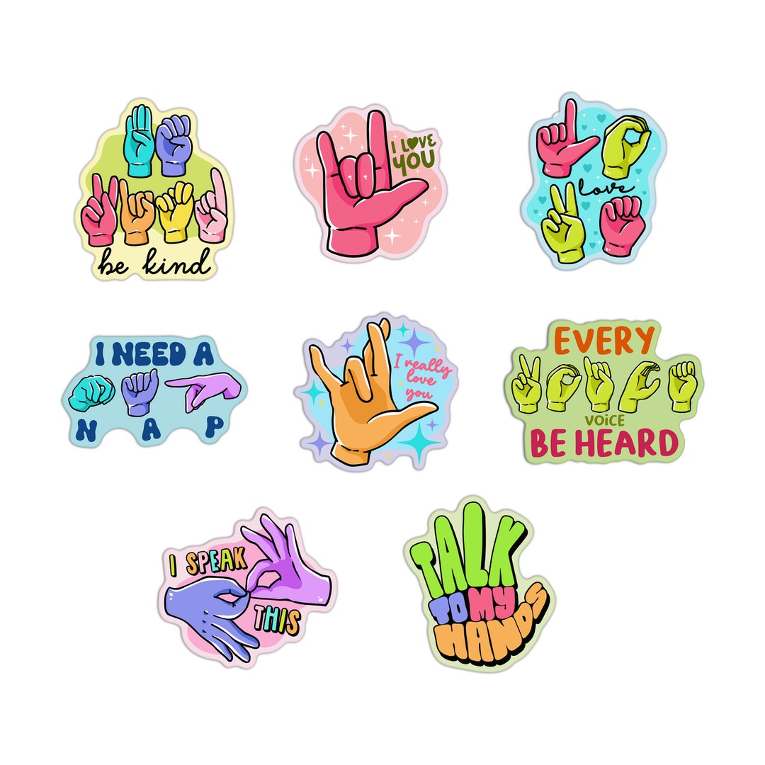 ASL American Sign Language Sticker Pack Raised Spot UV - Etsy