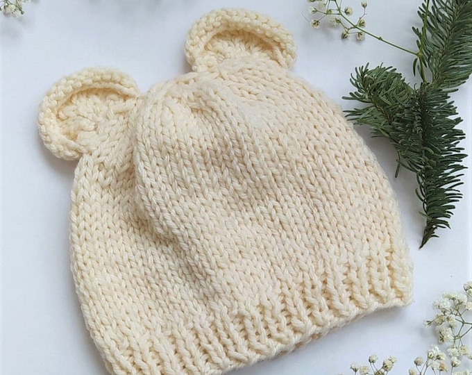 Baby Bear Hat KNITTING PATTERN With Ears / Bear Hat Pattern /baby Bear ...