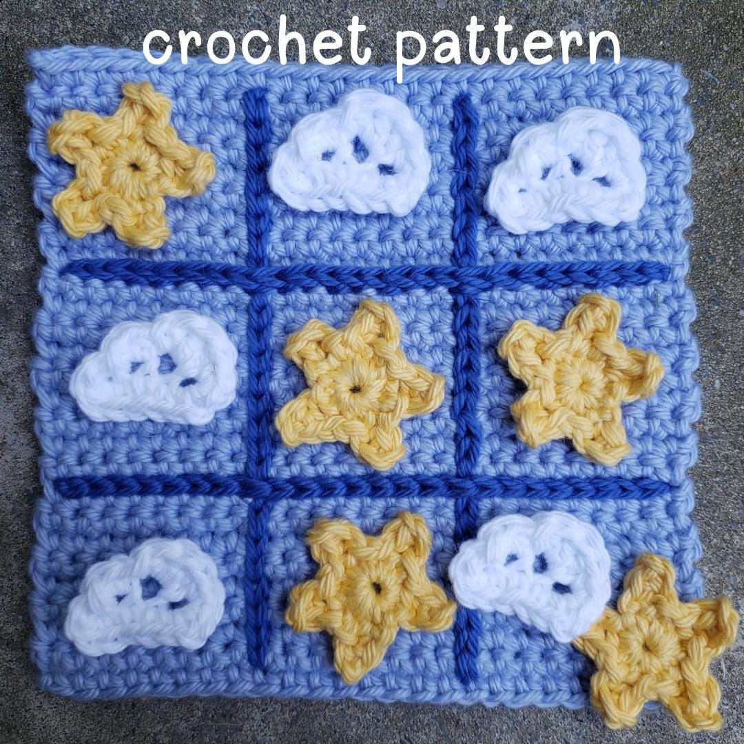 Cloud and Star Tic-tac-toe Crochet Pattern; Crochet Tic-tac-toe Pattern ...