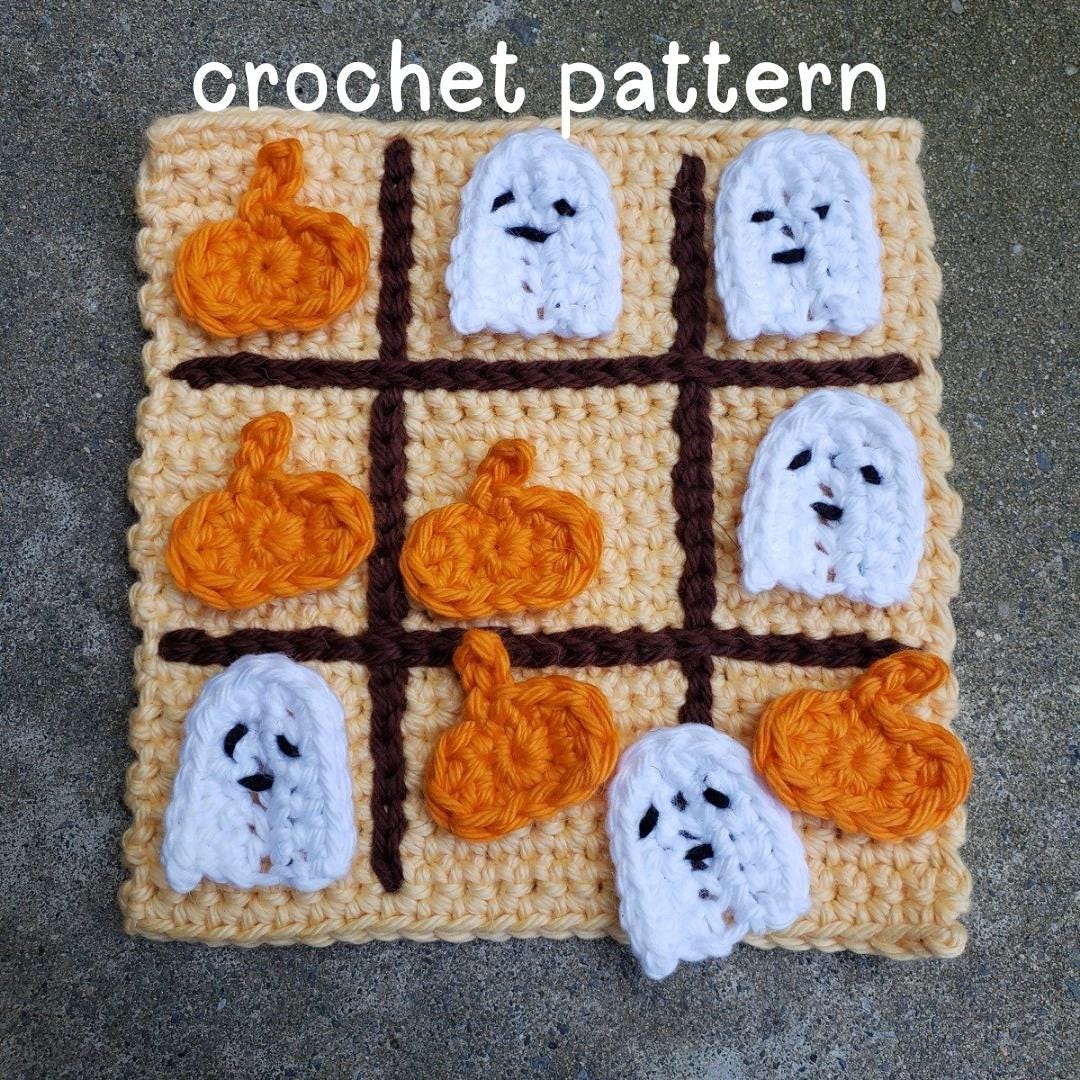 Ghost and Pumpkin Tic-tac-toe Crochet Pattern; Crochet Tic-tac-toe ...