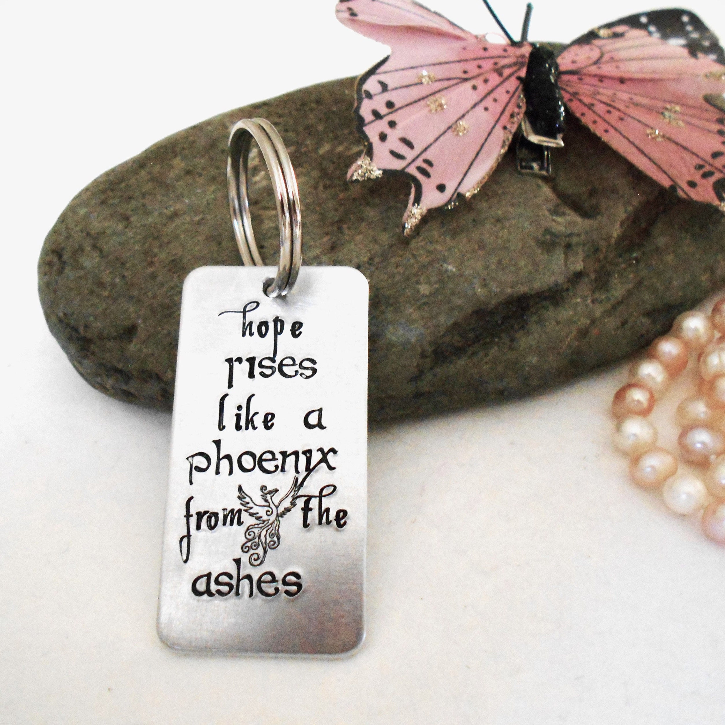 Hope Rises Like a Phoenix From the Ashes Keychain, Phoenix Keychain ...