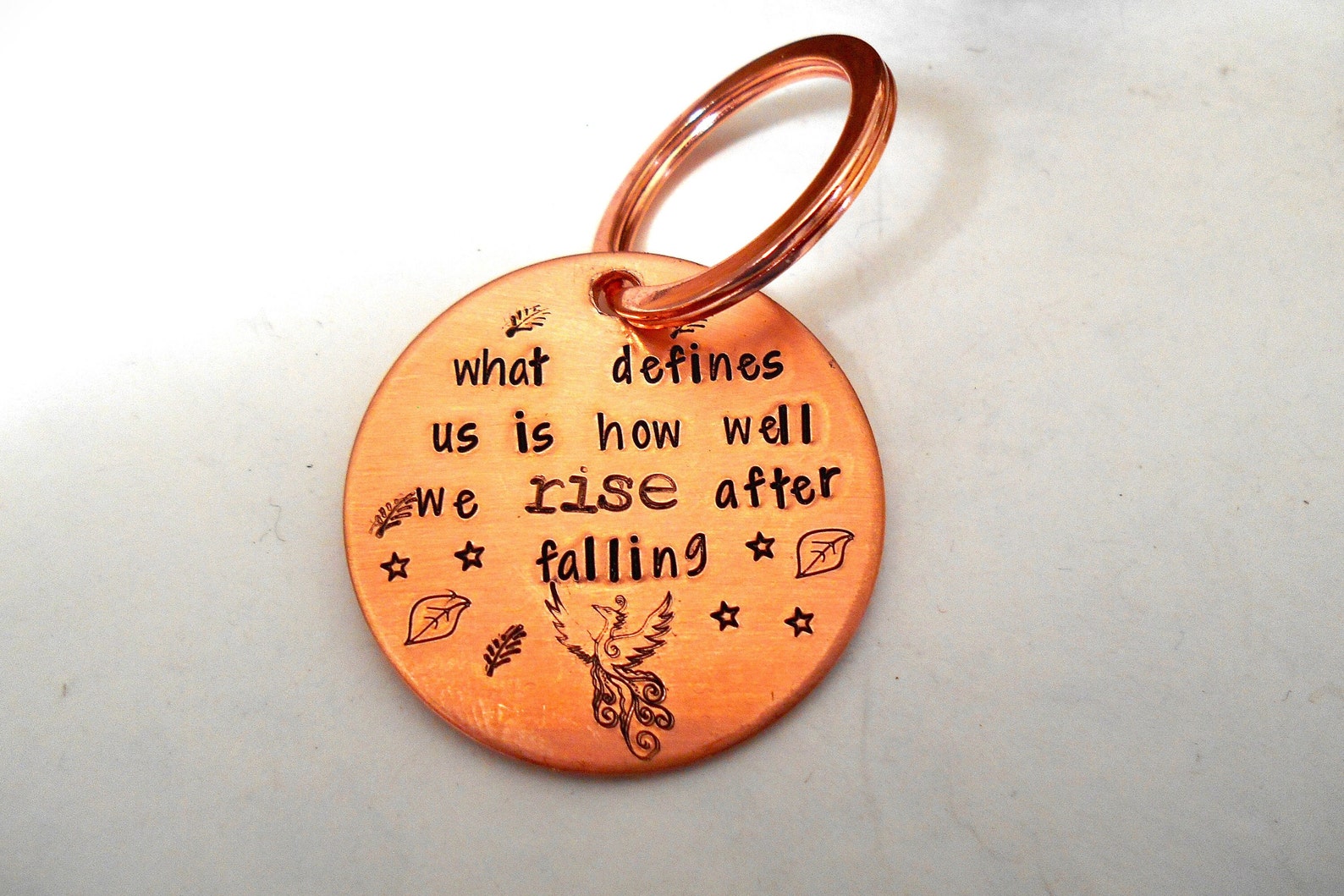 Phoenix Keychain, Phoenix Rising Keychain, Copper Keychain, Strength ...