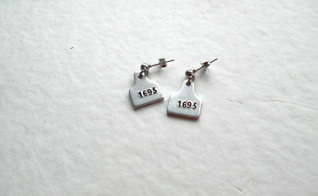 Personalized Cattle Tag Earrings: Numbered Aluminum Dangle Earrings ...