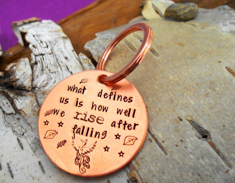 Phoenix Keychain, Phoenix Rising Keychain, Copper Keychain, Strength ...