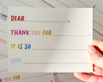 Childrens Thank You Card, Kids Fill in Blank Card, Kids Gratitude Card ...