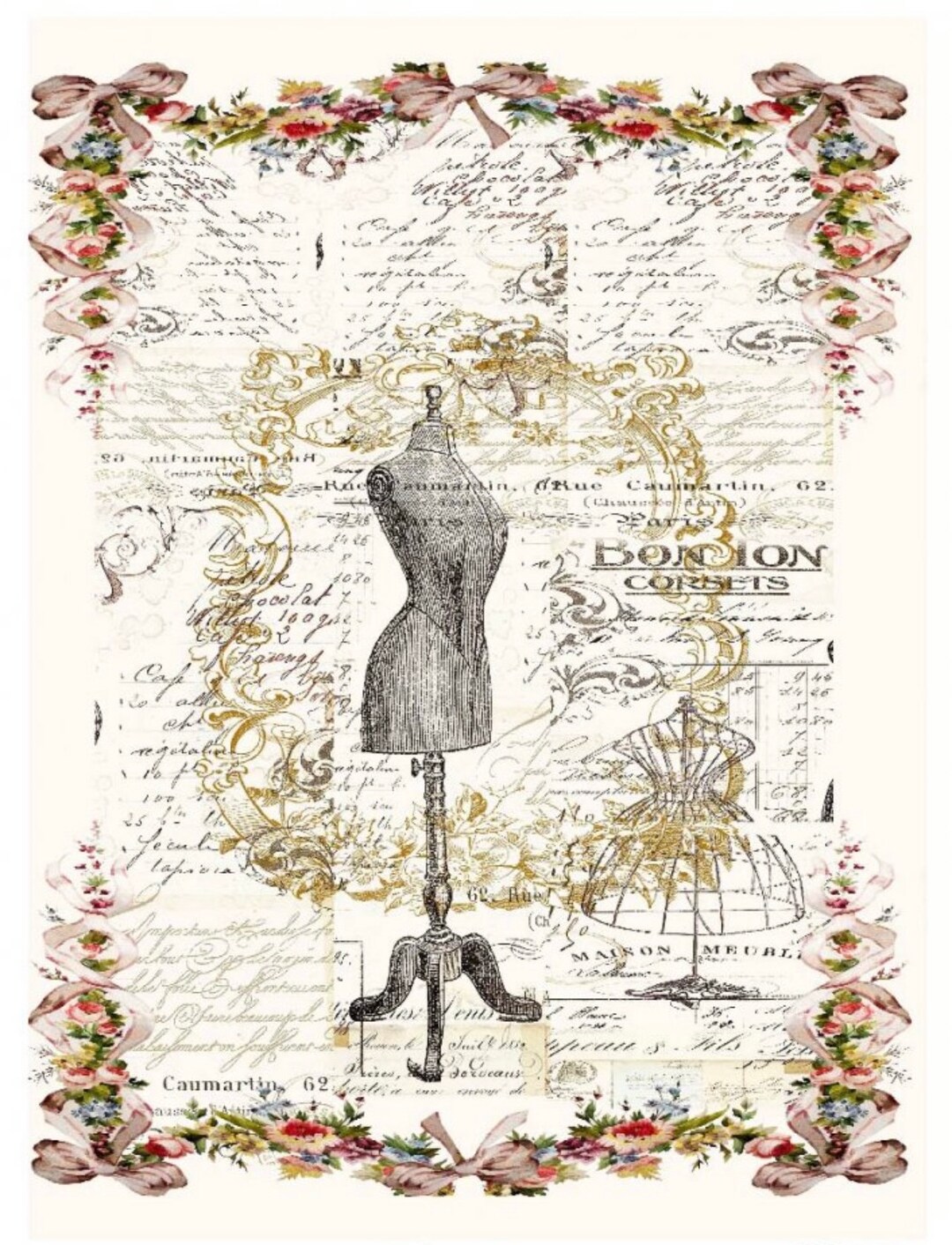 Vintage Rice Paper With Beautiful Roses - Etsy