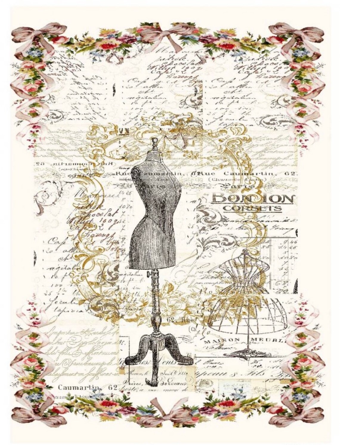 Vintage Rice Paper With Beautiful Roses - Etsy