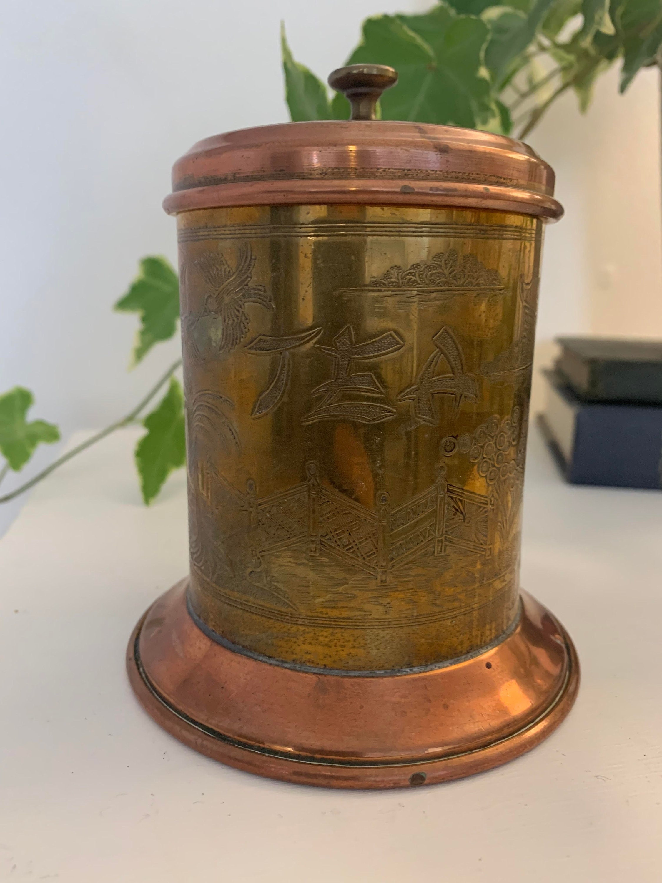 Vintage Copper and Brass Mandarin Ware Tea Caddy - Etsy