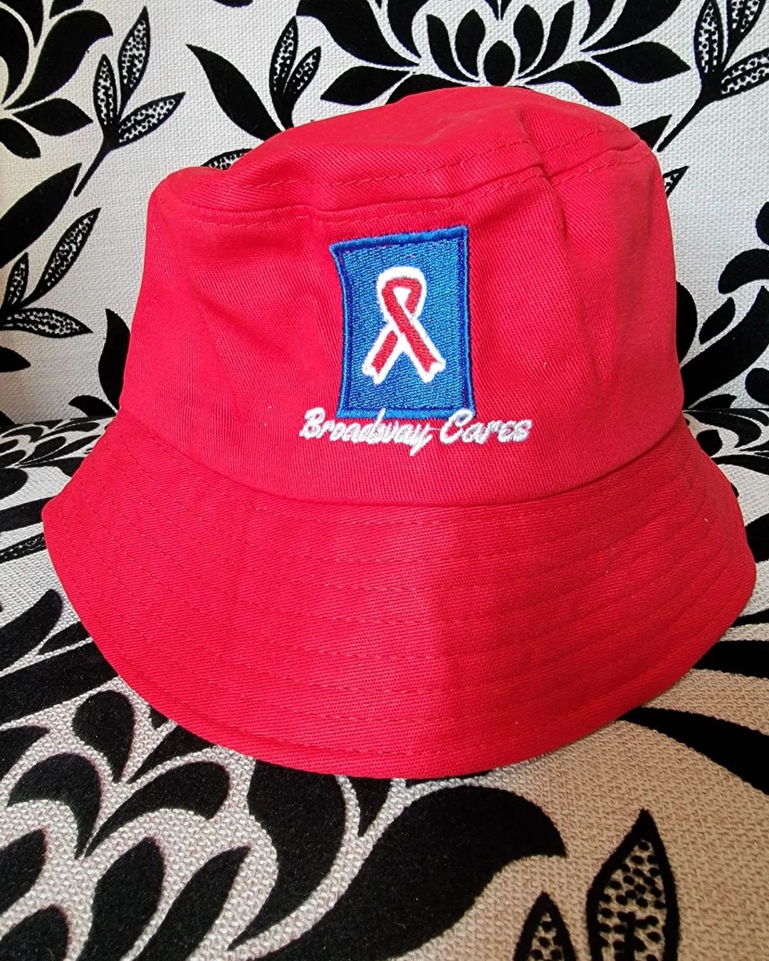 Broadway Cares Inspired Embroidered Red Bucket Hat - All Proceeds ...