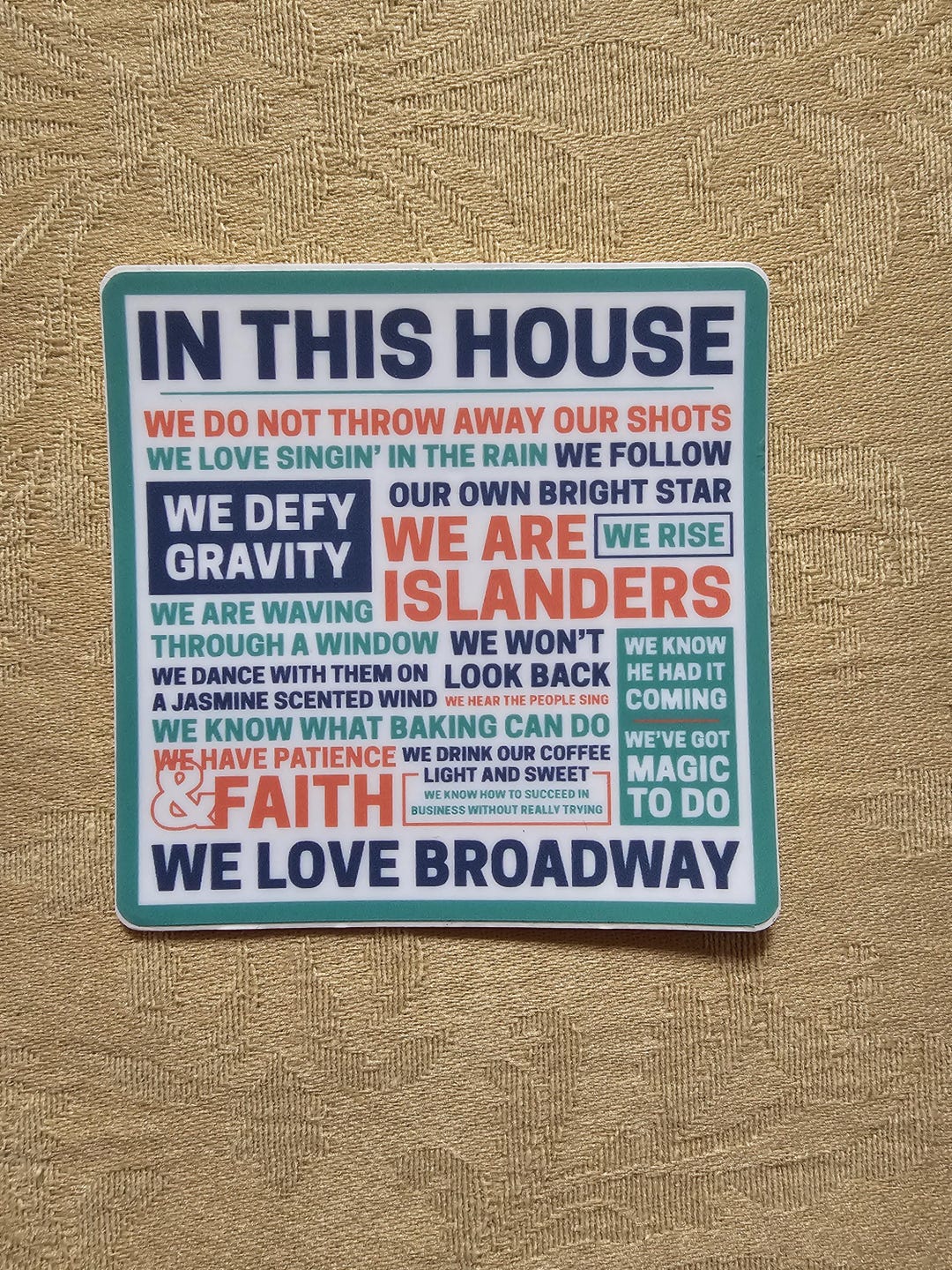 In This House We Love Broadway Sticker - Musical Theatre Sticker, Water ...