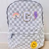 Checkered Backpack, Girls Backpack With Patches, Custom Letter Patch ...