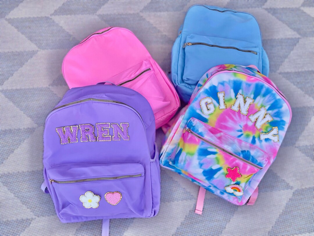 Custom Nylon Backpack for Kids, Bag With Patches, Book Bag Personalized ...