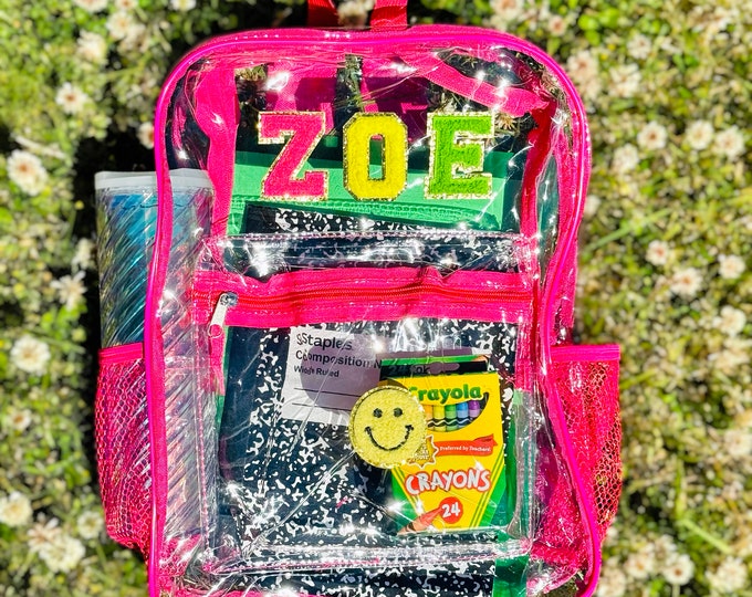 Kids Clear Backpack With Patches, Personalized Backpack, Stoney Clover ...