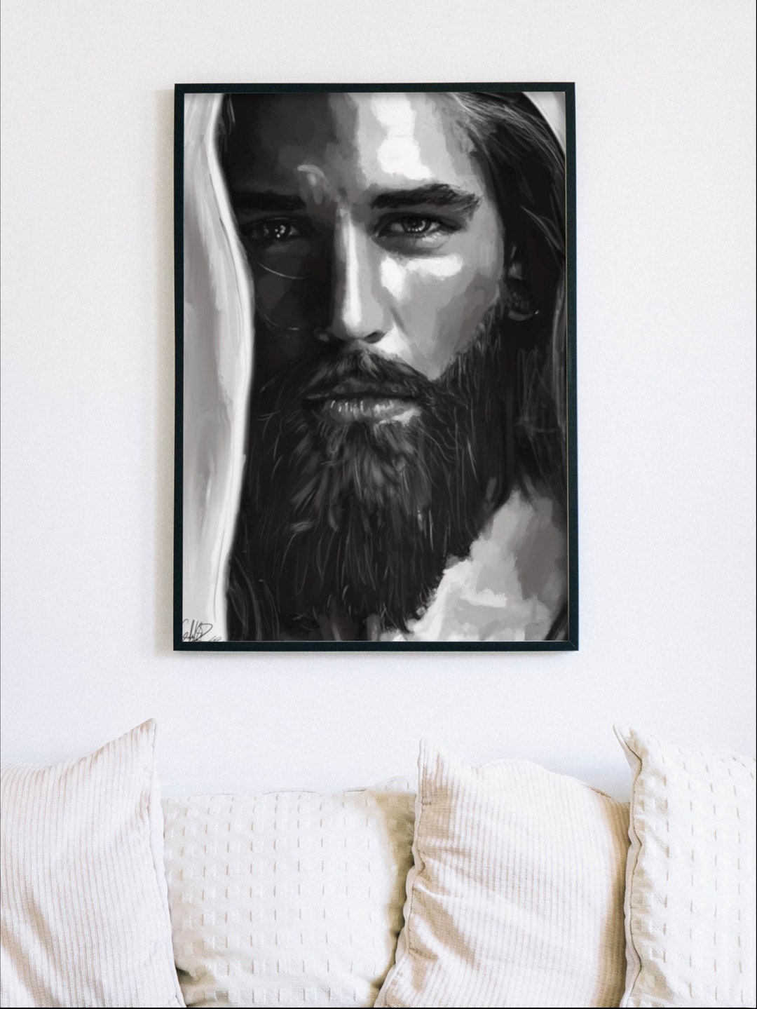 The Savior, Black and White Portrait, Jesus Paintings, Christian Art ...