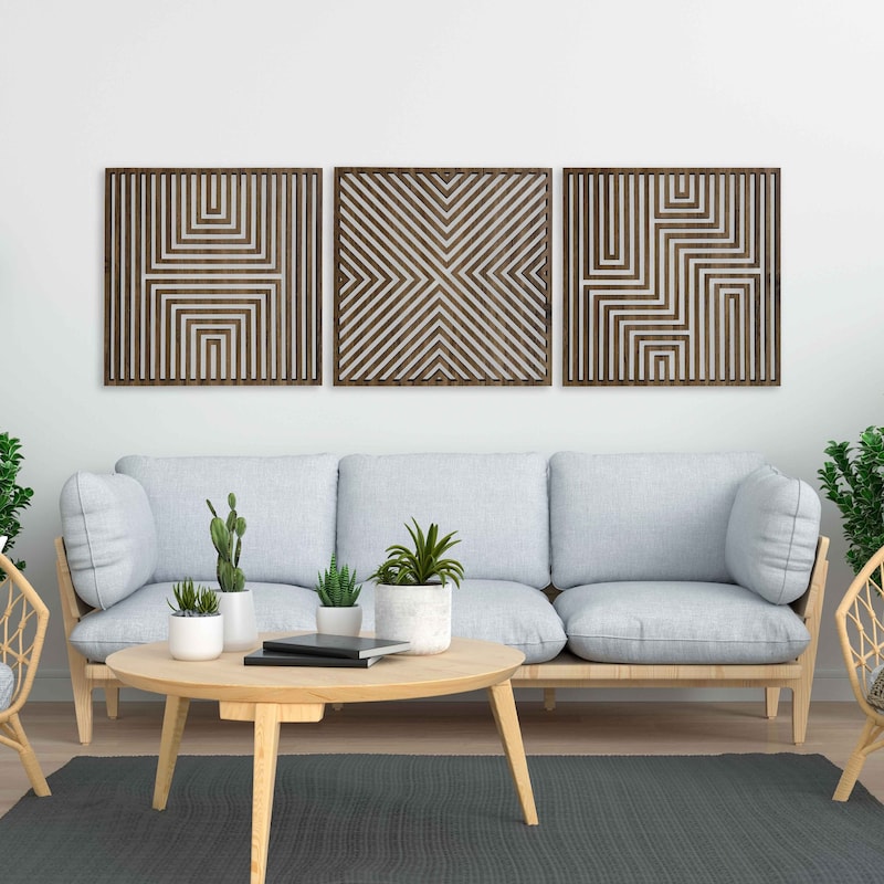 Wood Wall Art Geometric - Etsy