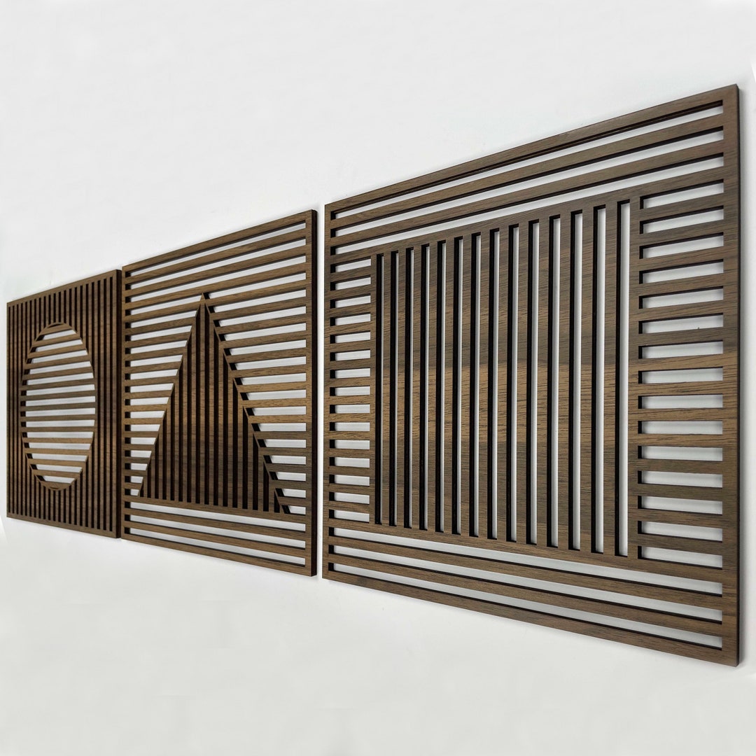 Geometric Shapes Wood Wall Art Decor, Circle Triangle and Square Wooden ...