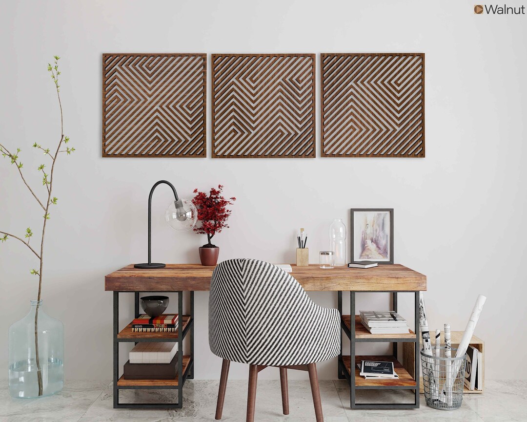 Geometric Wood Wall Art Large 3D Optical Illusion Wooden Wall - Etsy